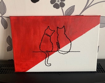 Hand Embroidered Image on Pour Painted Canvas - Etsy