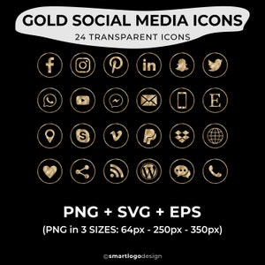 Gold Social Media Icons, Social Media Icons SVG, PNG, Social Media SVG ...