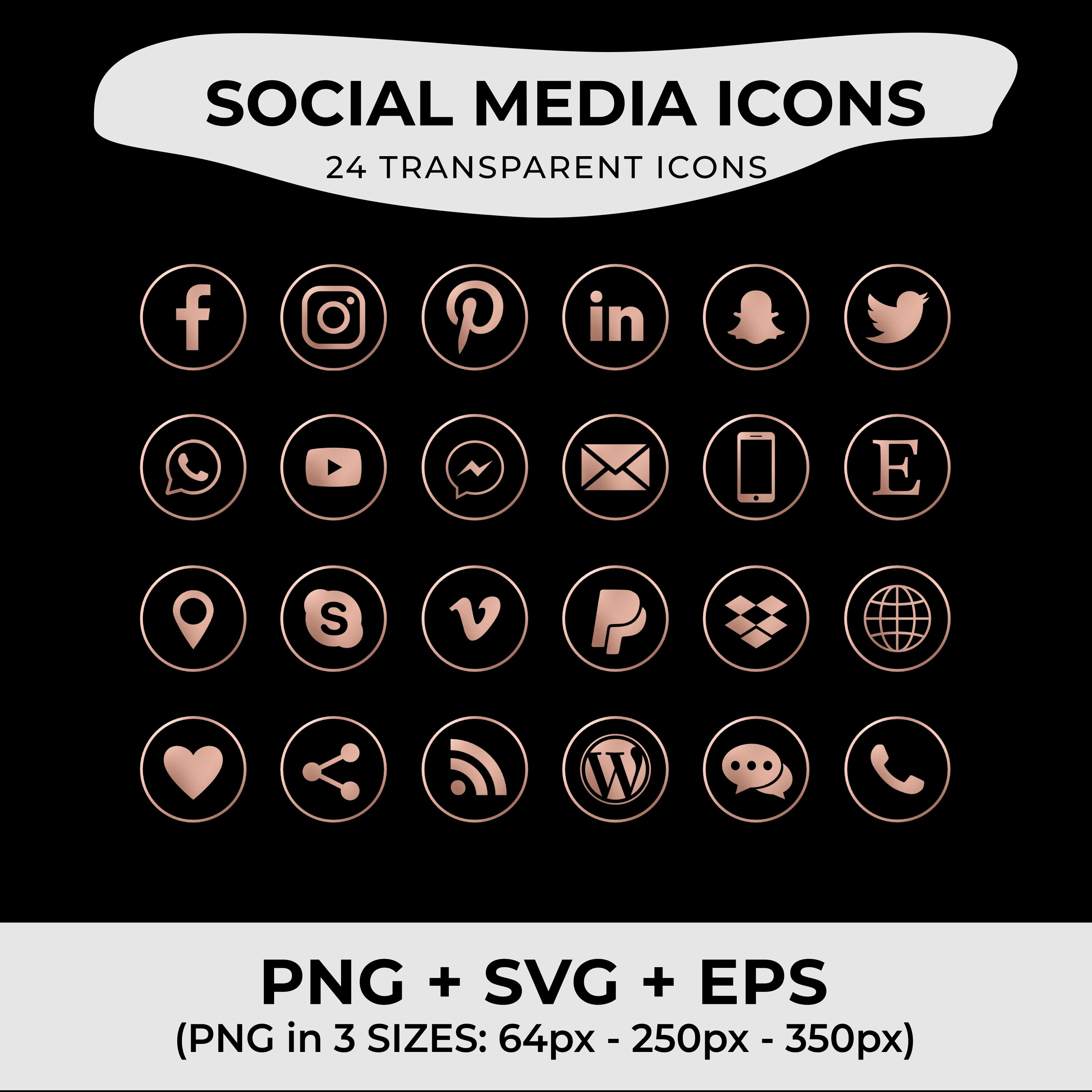 Social Media Icons, Rose Gold Social Media Icons PNG, Social Network ...