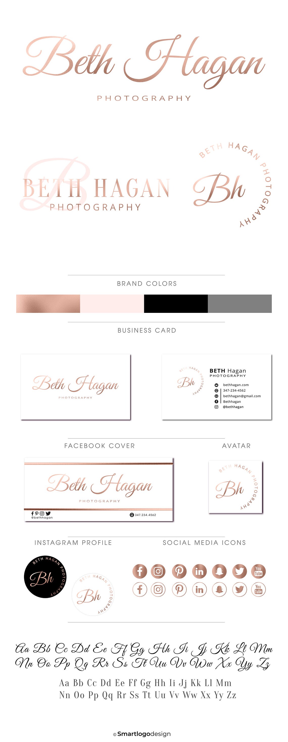Rose Gold Logo Design Photography Logo Rose Gold Logo Blog | Etsy