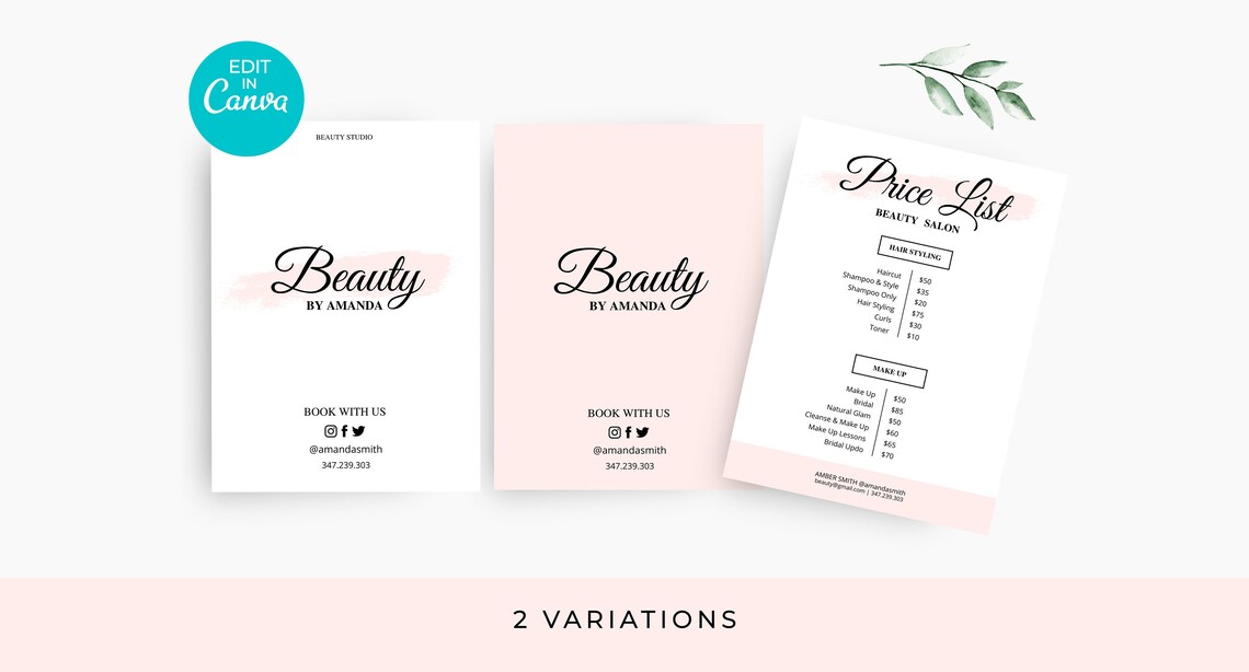 Editable Price List Template DIY Price List Beauty Price | Etsy