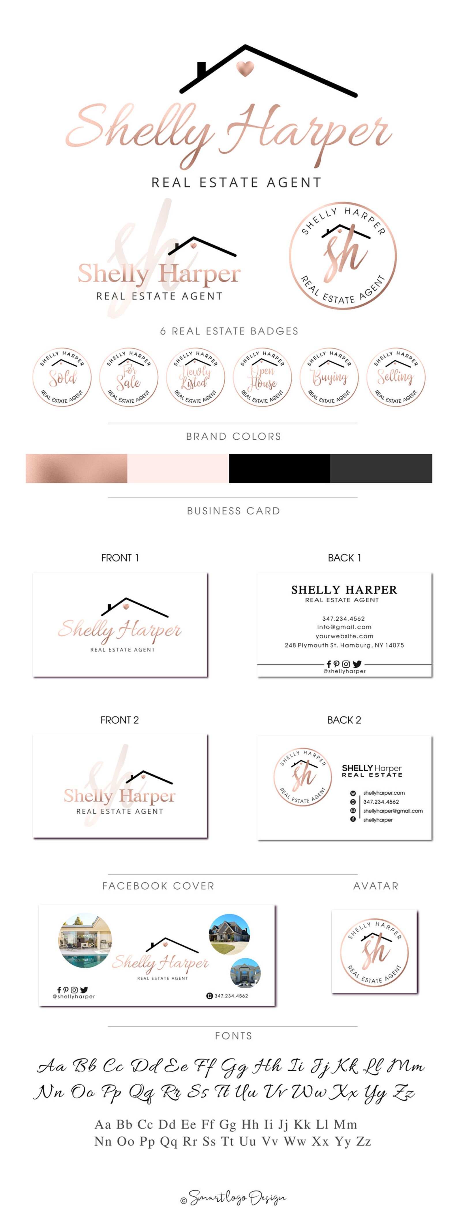 Real Estate Logo Rose Gold Real Estate Logo Realtor - Etsy