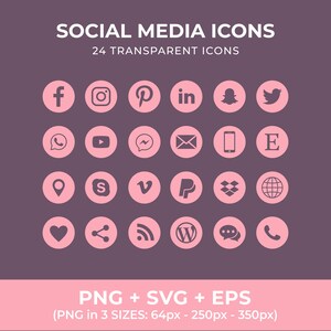 Pink Social Media Icons, Social Media Icons, Social Network Icons, Blog ...