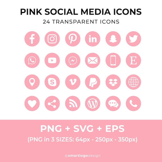 Light Pink Social Media Icons