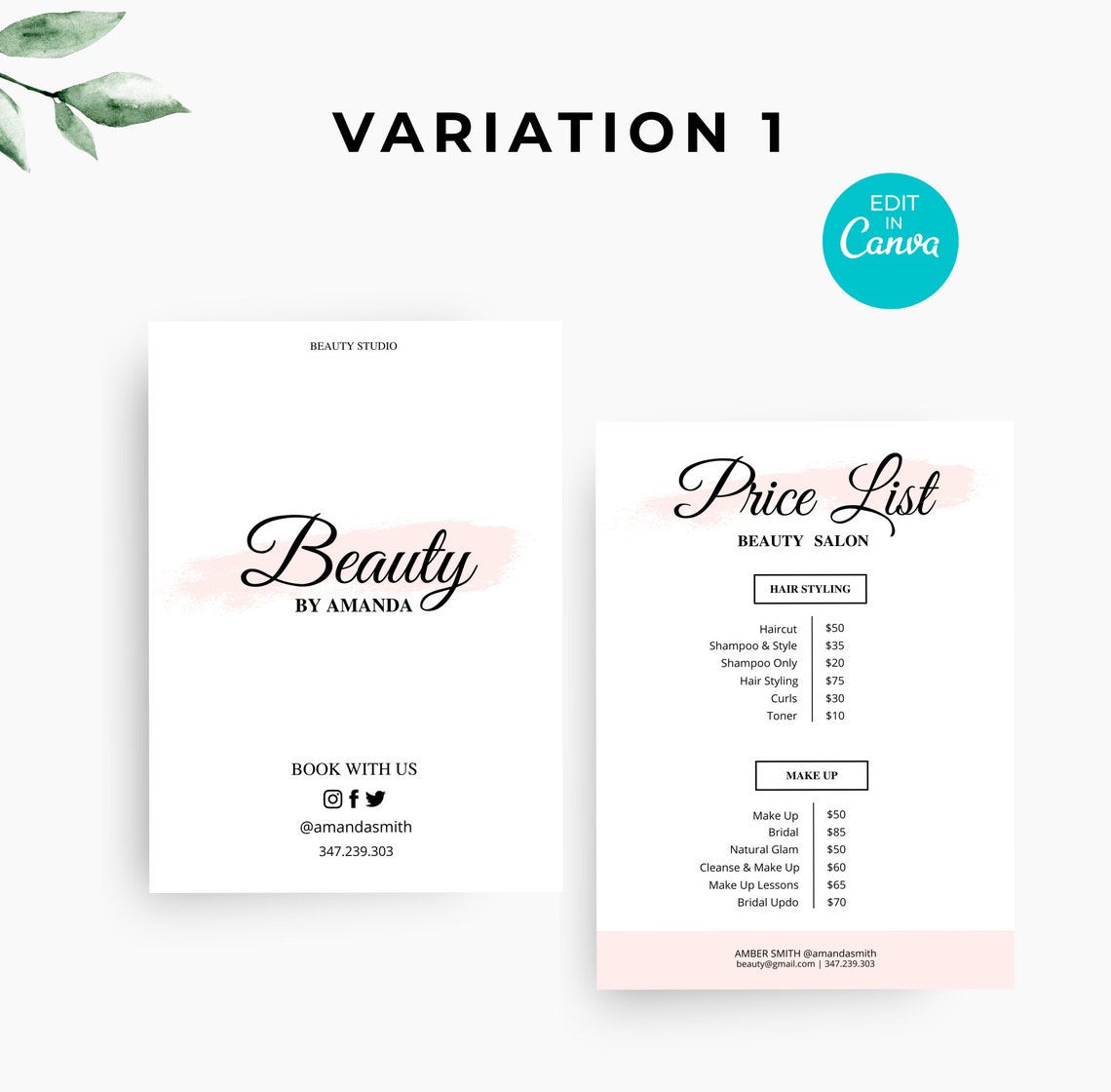 Editable Price List Template DIY Price List Beauty Price - Etsy