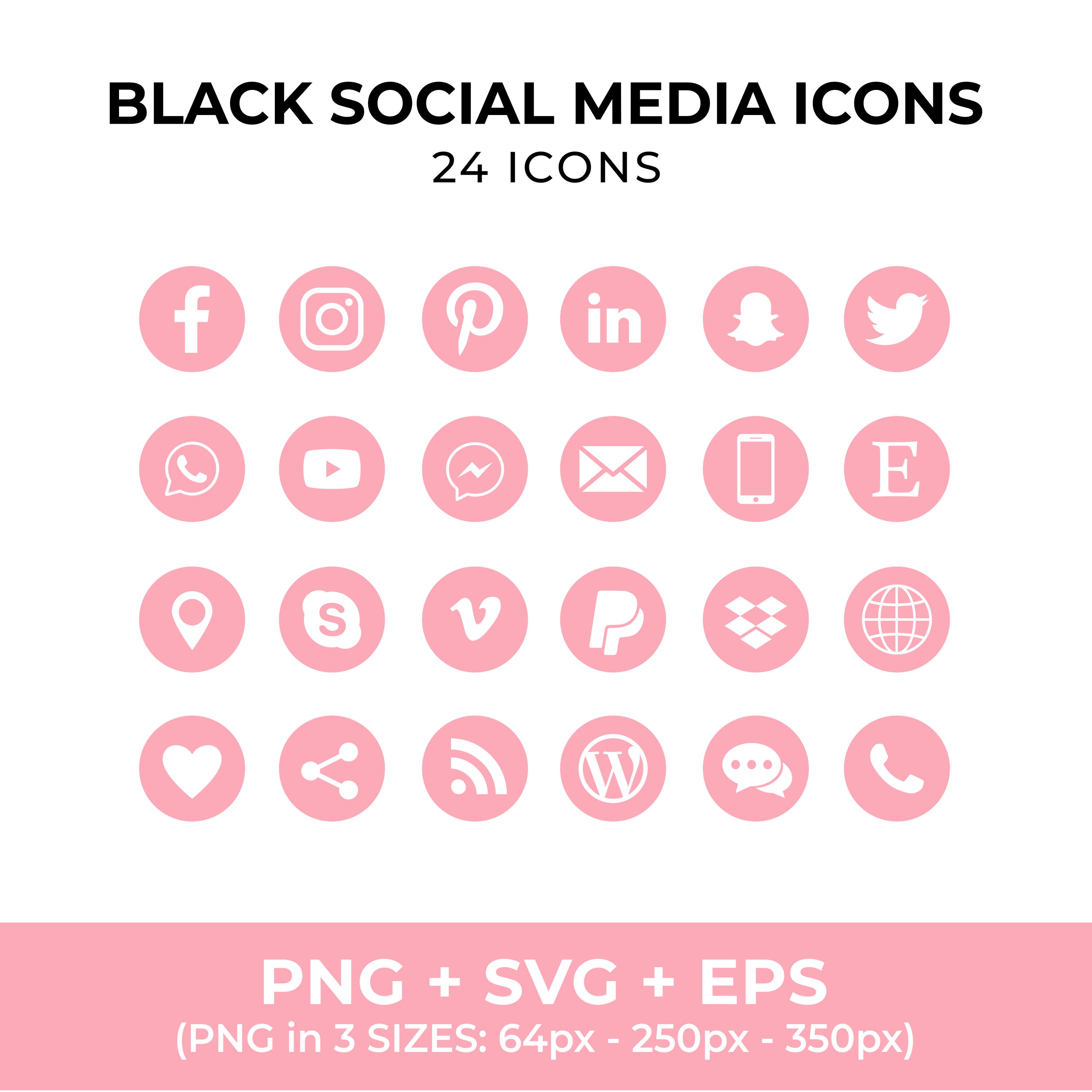 Pink Social Media Icons, Social Media Icons, Social Network Icons, Blog ...