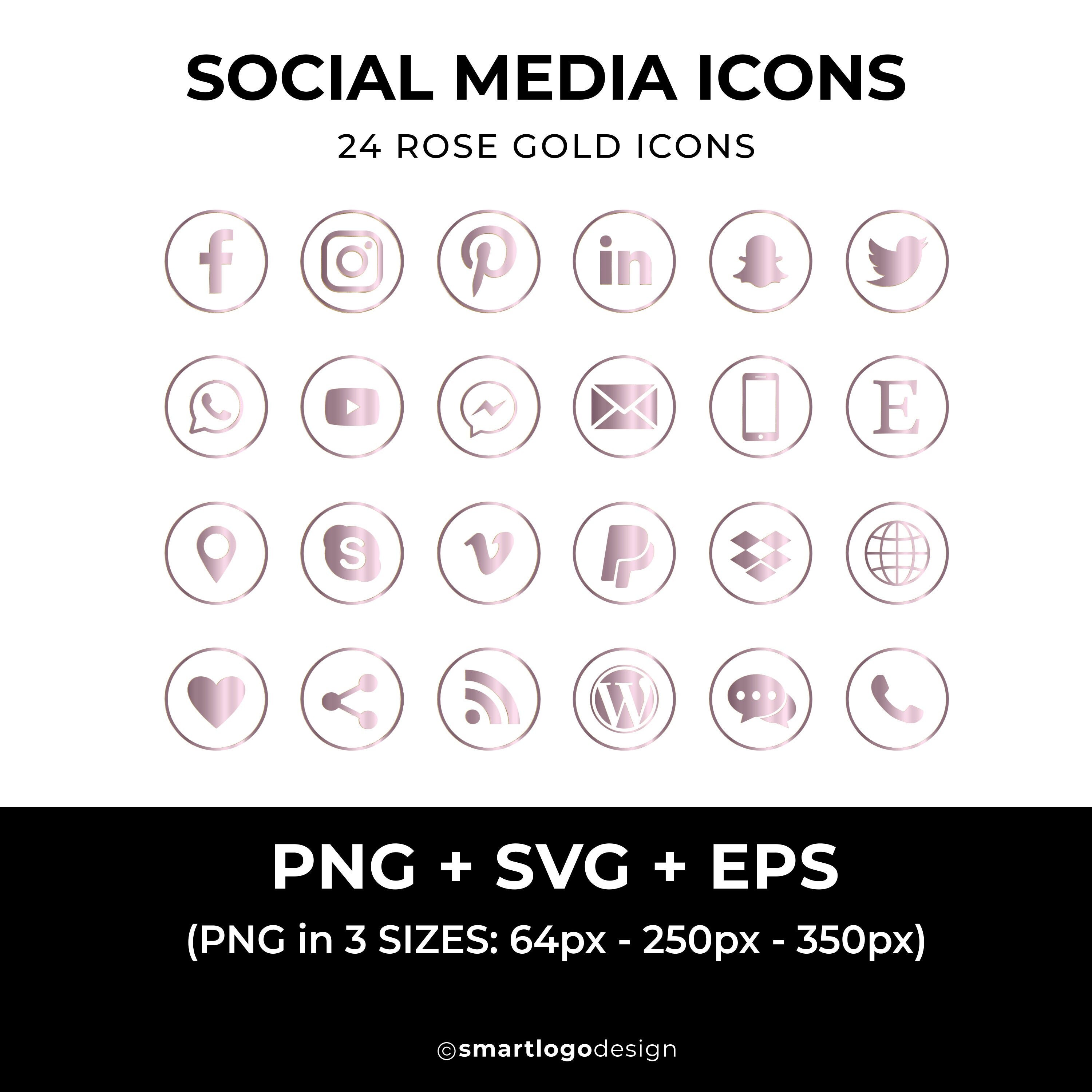 Rose Gold Social Media Icons PNG, Social Media Icons, Social Media SVG ...