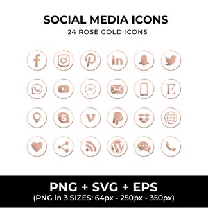 Social Media Icons, Rose Gold Social Media Icons PNG, Social Network ...