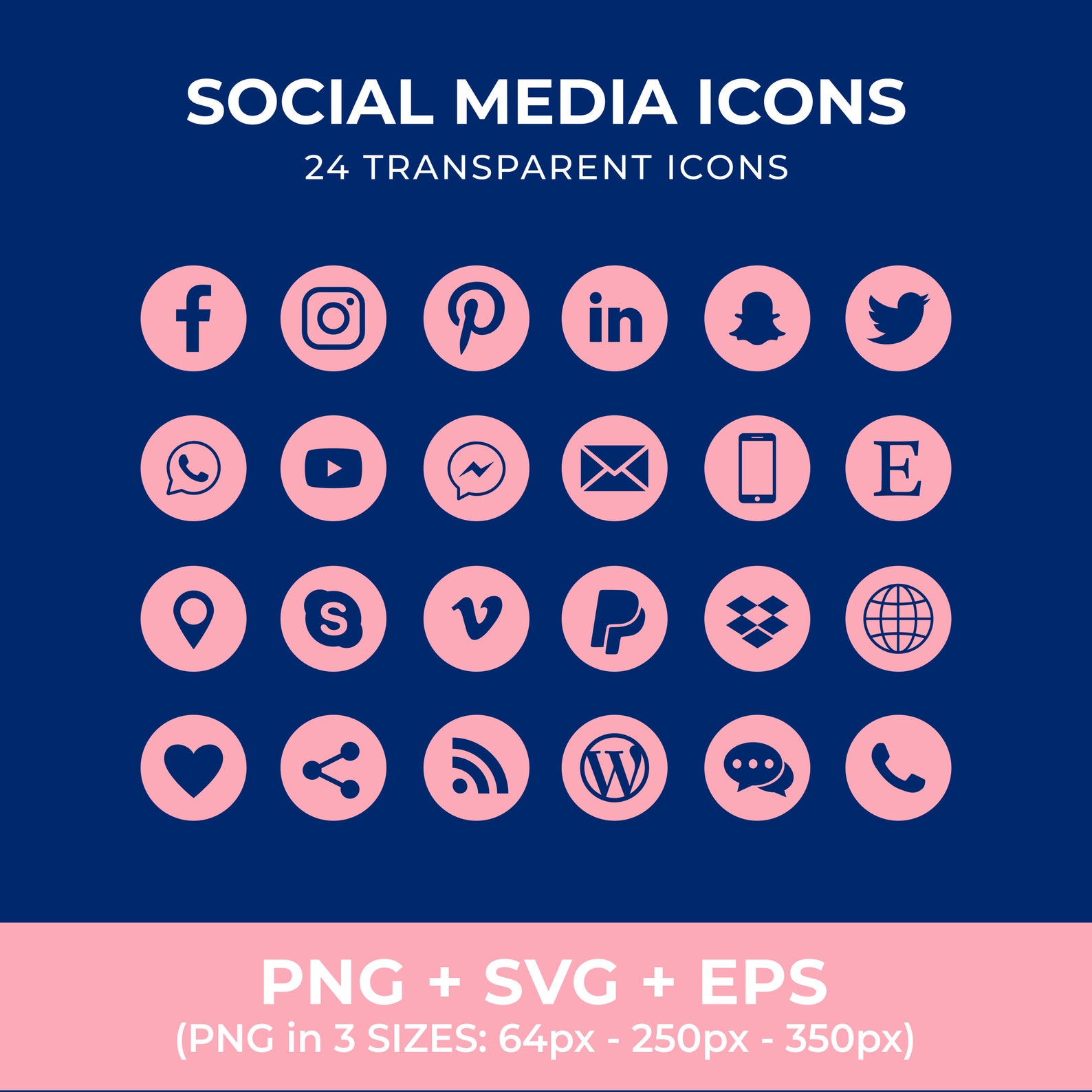 Pink Social Media Icons, Social Media Icons, Social Network Icons, Blog ...