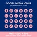 Pink Social Media Icons Social Media Icons Social Network - Etsy