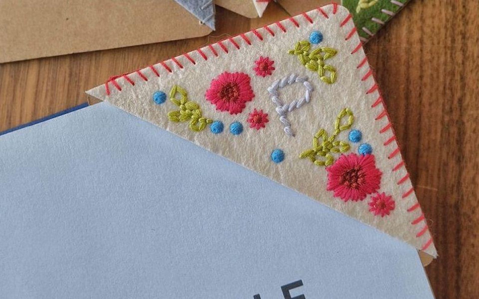 Cute Flower Embroidered Corner Bookmark - Shipping From USA - Felt ...