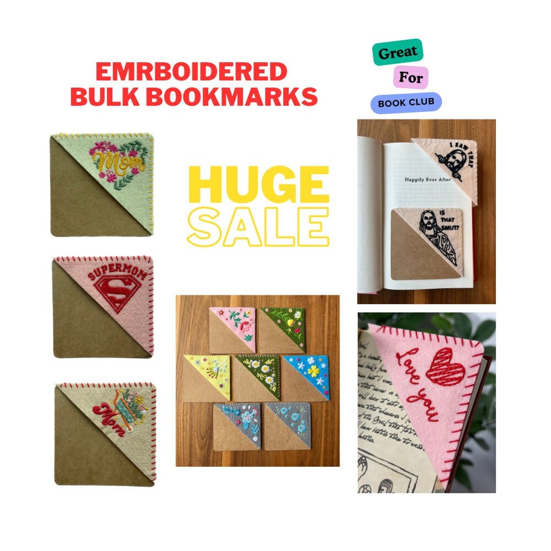 Hand Embroidered Corner Bookmark Bulk Bookmark Felt Triangle Page ...