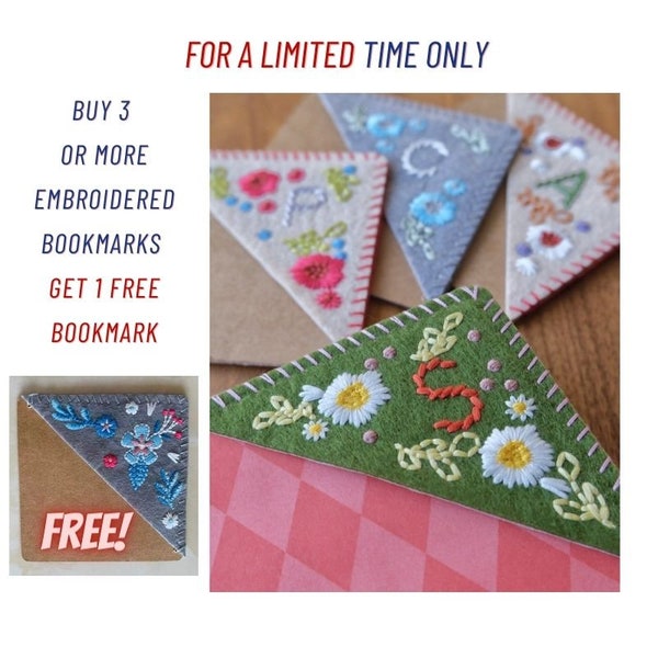 Embroidered Bookmark - Etsy