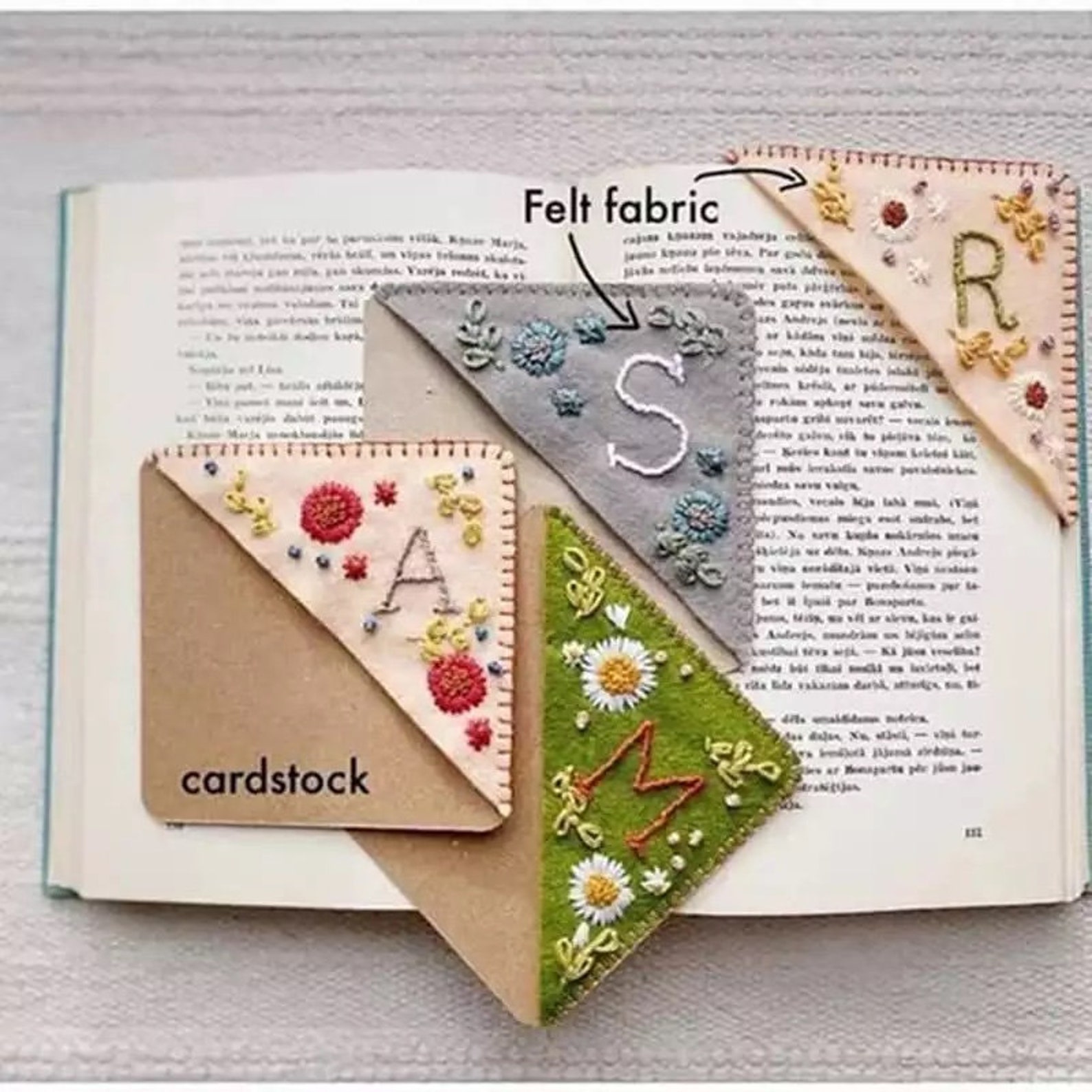 Personalized Hand Embroidered Corner Bookmark Shipping From - Etsy