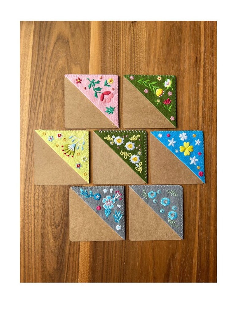 Cute Flower Embroidered Corner Bookmark - Shipping From USA - Felt ...