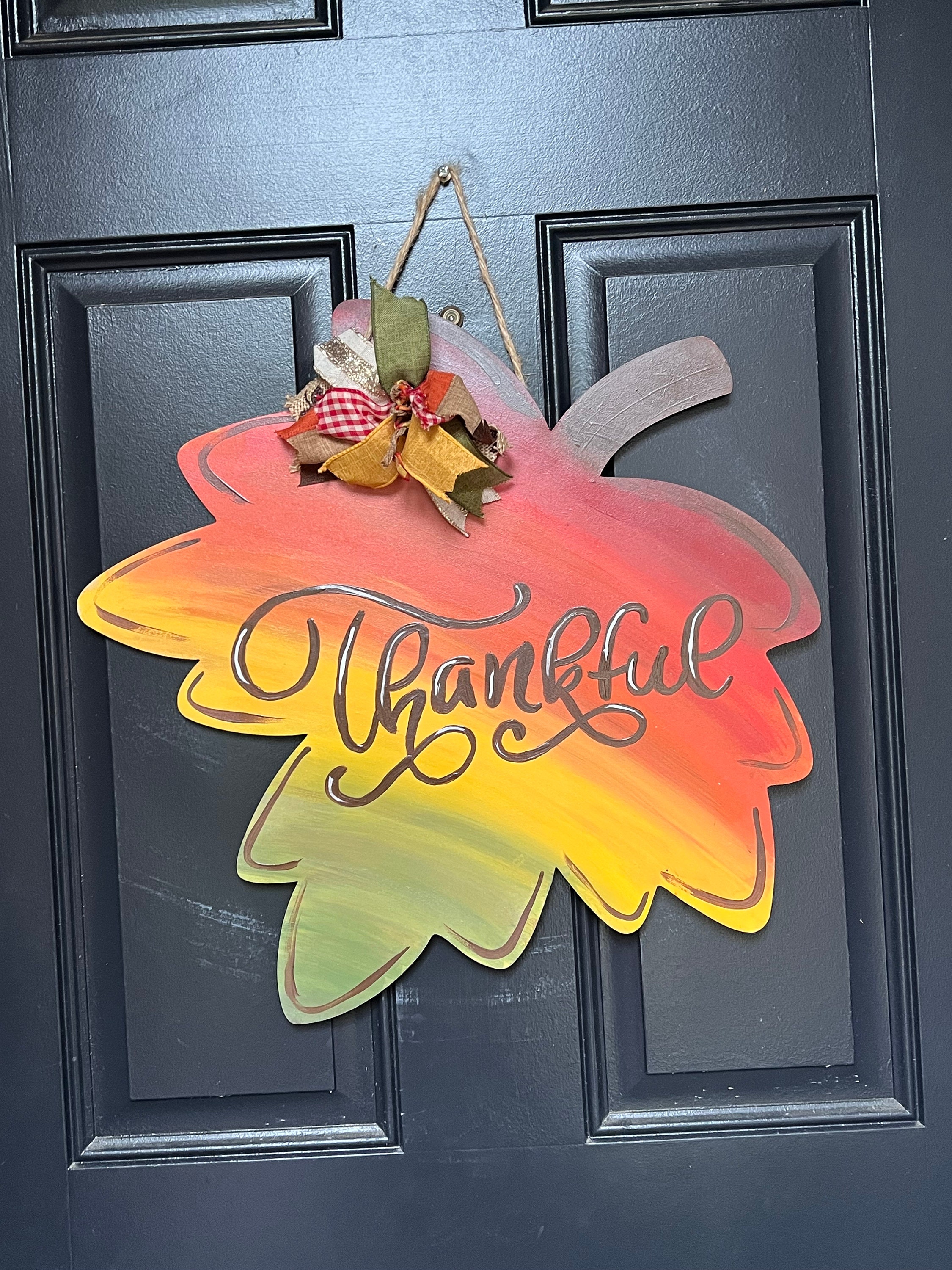 Thankful Door Hanger /fall Door Hanger/fall Leaf Door Hanger/happy Fall ...