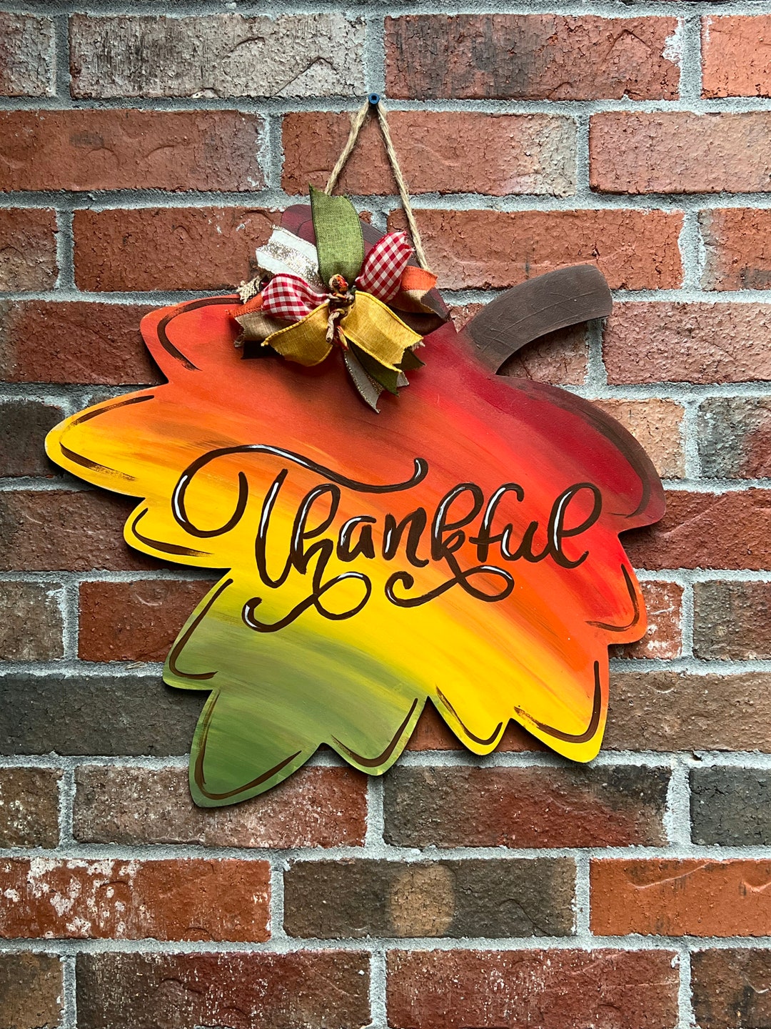 Thankful Door Hanger /fall Door Hanger/fall Leaf Door Hanger/happy Fall ...