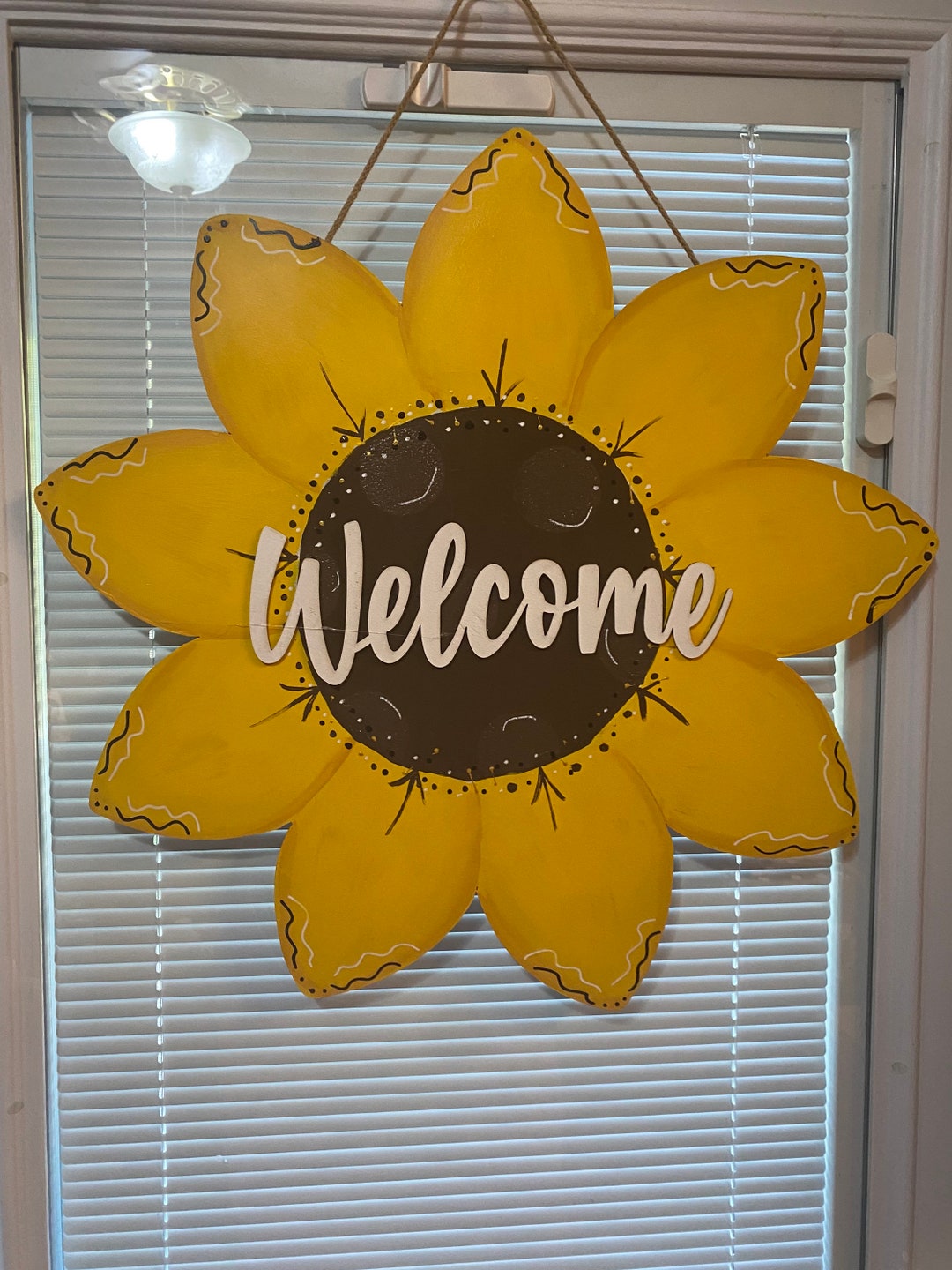 Welcome Sunflower Door Hanger/summer Door Hanger/yellow Sunflower Door ...