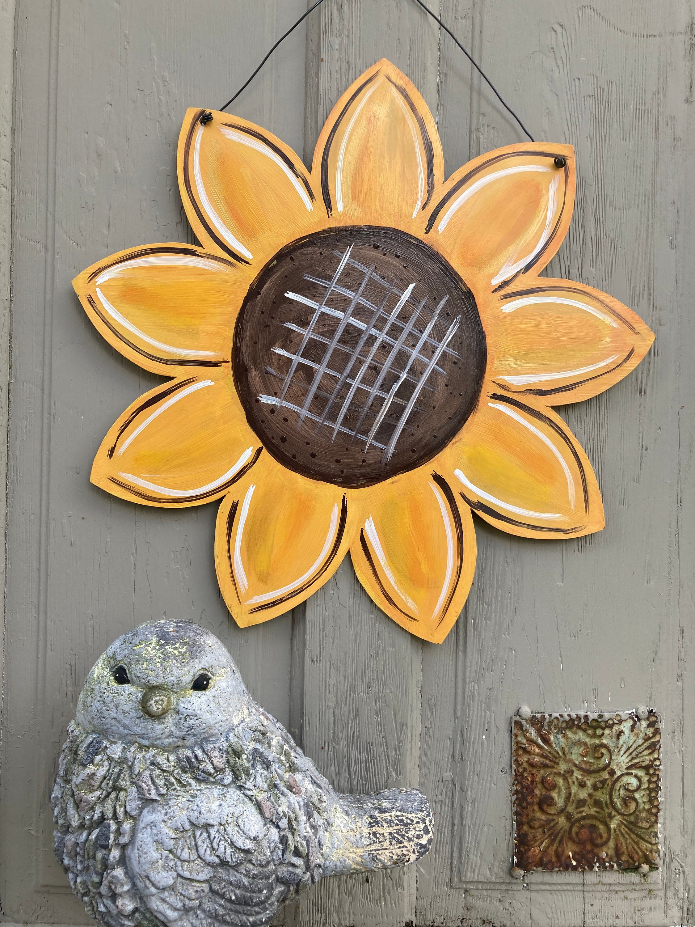 Hand Painted Sunflower Door Hanger, Summer Floral Decor - Etsy