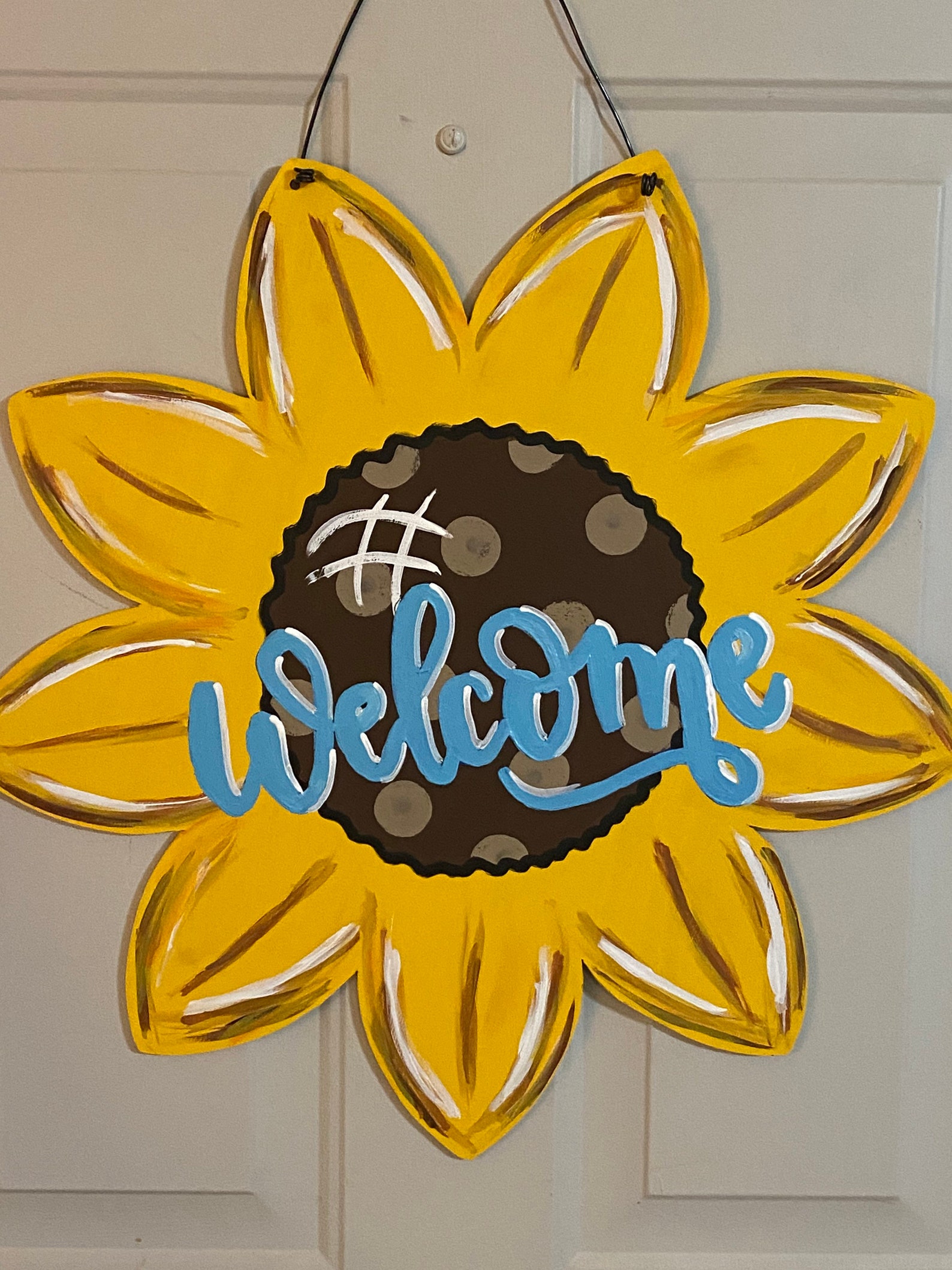 Welcome Sunflower door hanger/Summer door hanger/Yellow | Etsy