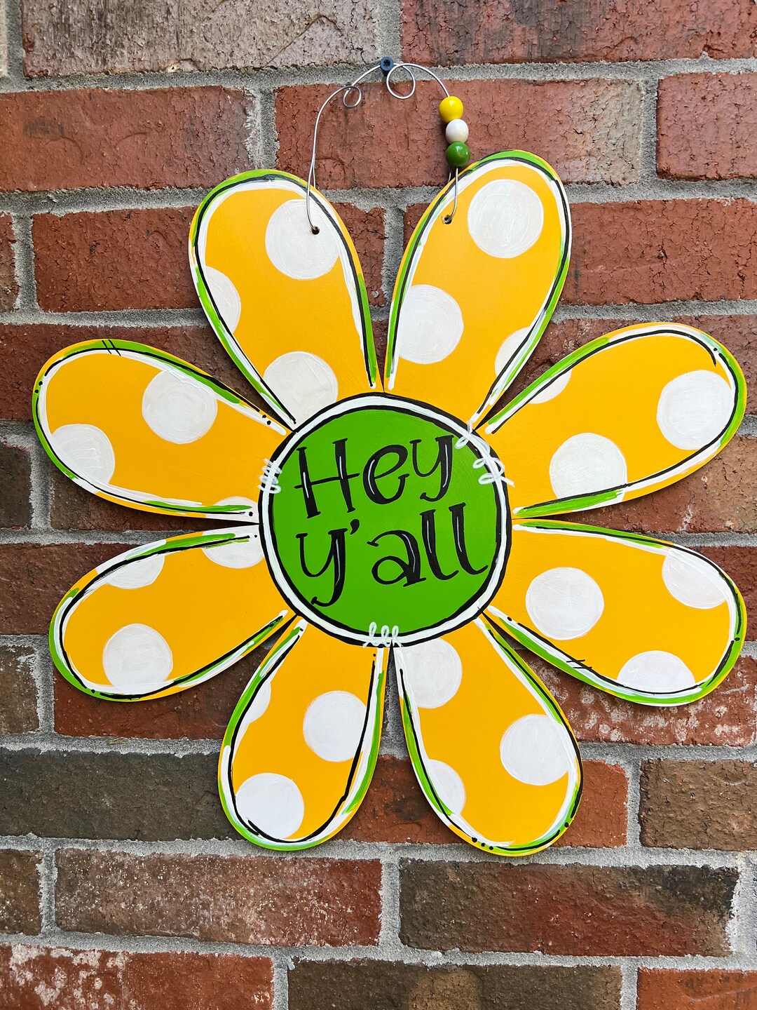 Polka Dot Daisy Door Hanger/daisy Door Hanger/summer Door Hanger/floral ...