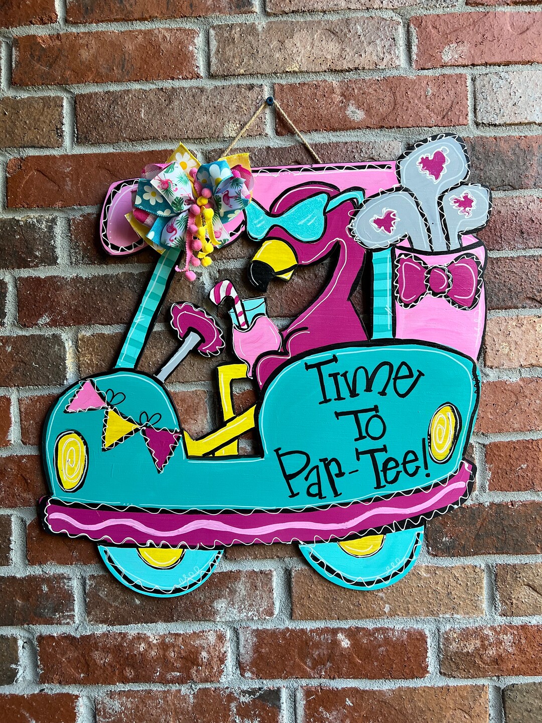 Golf Door Hanger/flamingo Door Hanger/golfing Flamingo Door Hanger ...