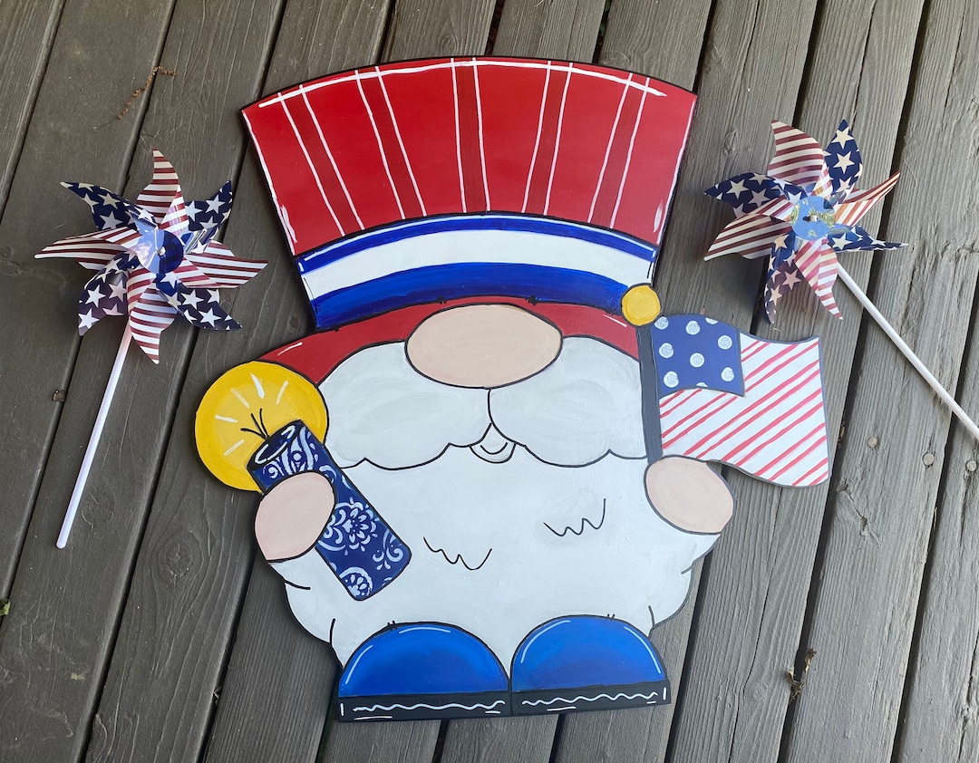 Patriotic Gnome Door Hanger/4th of July Door Hanger/patriotic - Etsy