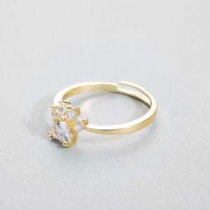 Paw Print Jewelled Crystallised Finger Ring Adjustable Metal Alloy Pet ...