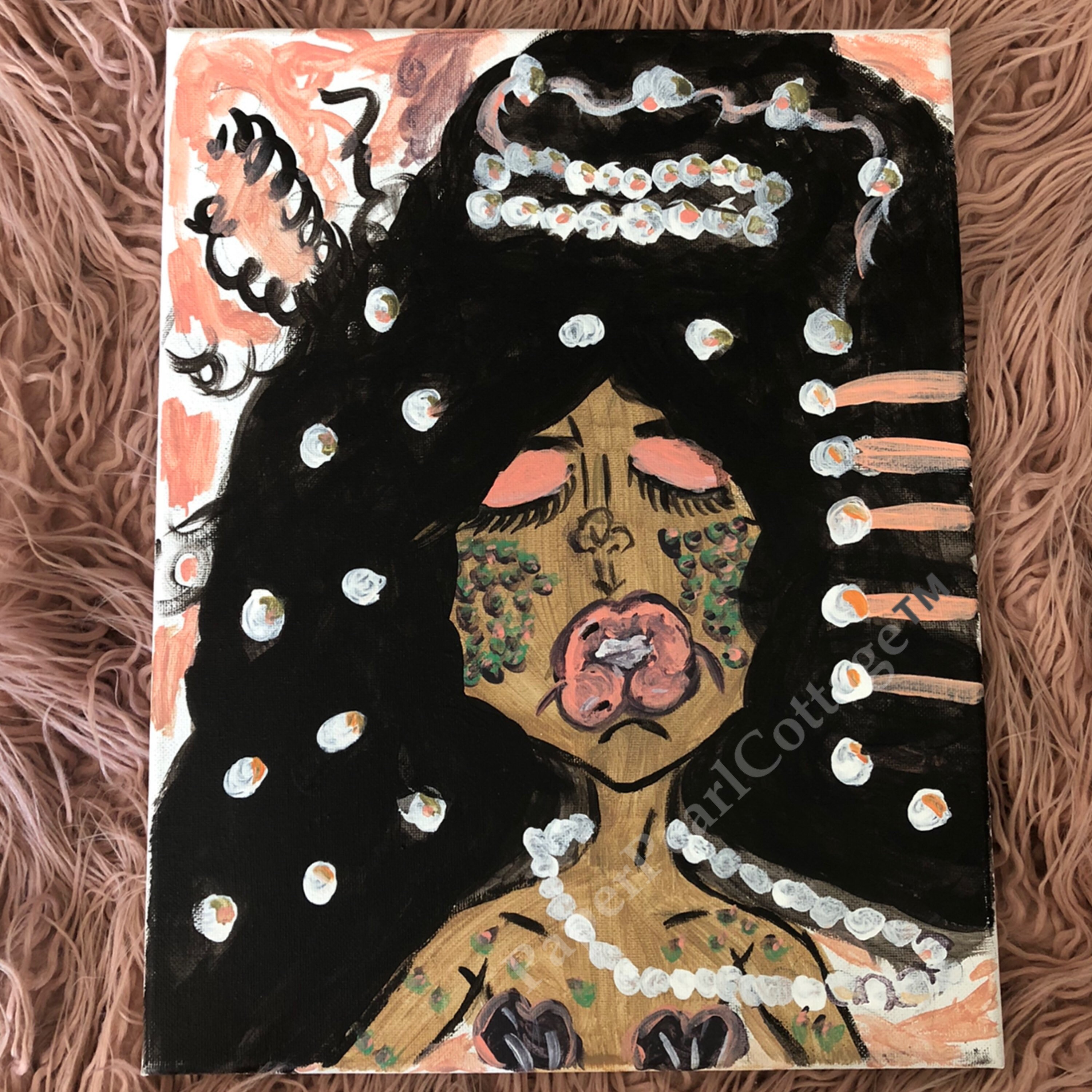 Princess Pearl-mermaid Hand Painted Acrylic Paint Painting - Etsy