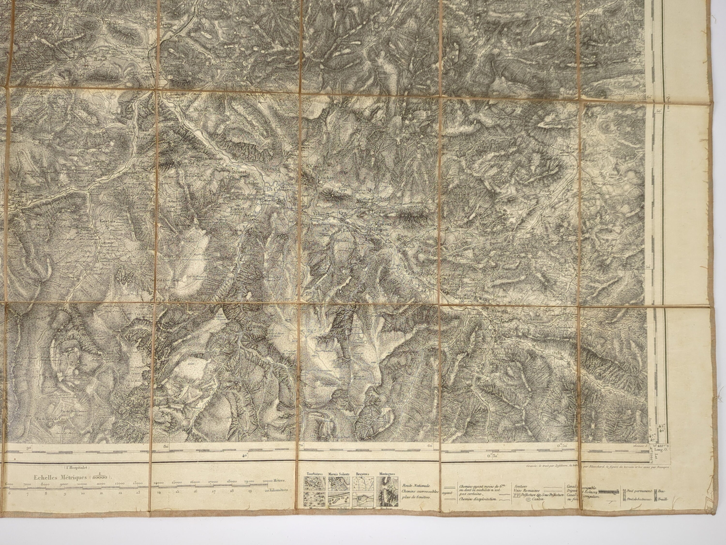 Antique French Map of Foix and Countryside in France, 1800s Lemercier ...