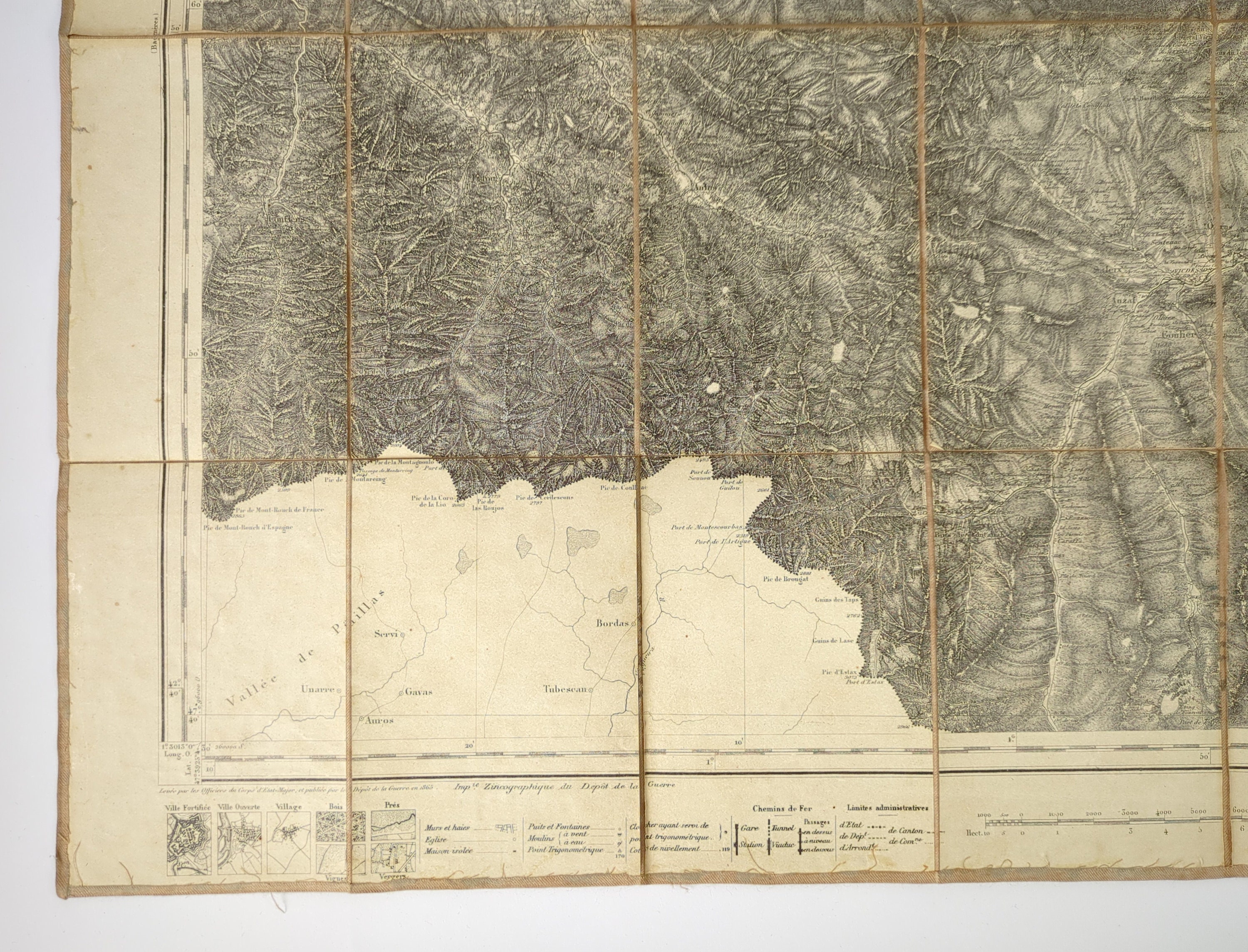 Antique French Map of Foix and Countryside in France, 1800s Lemercier ...