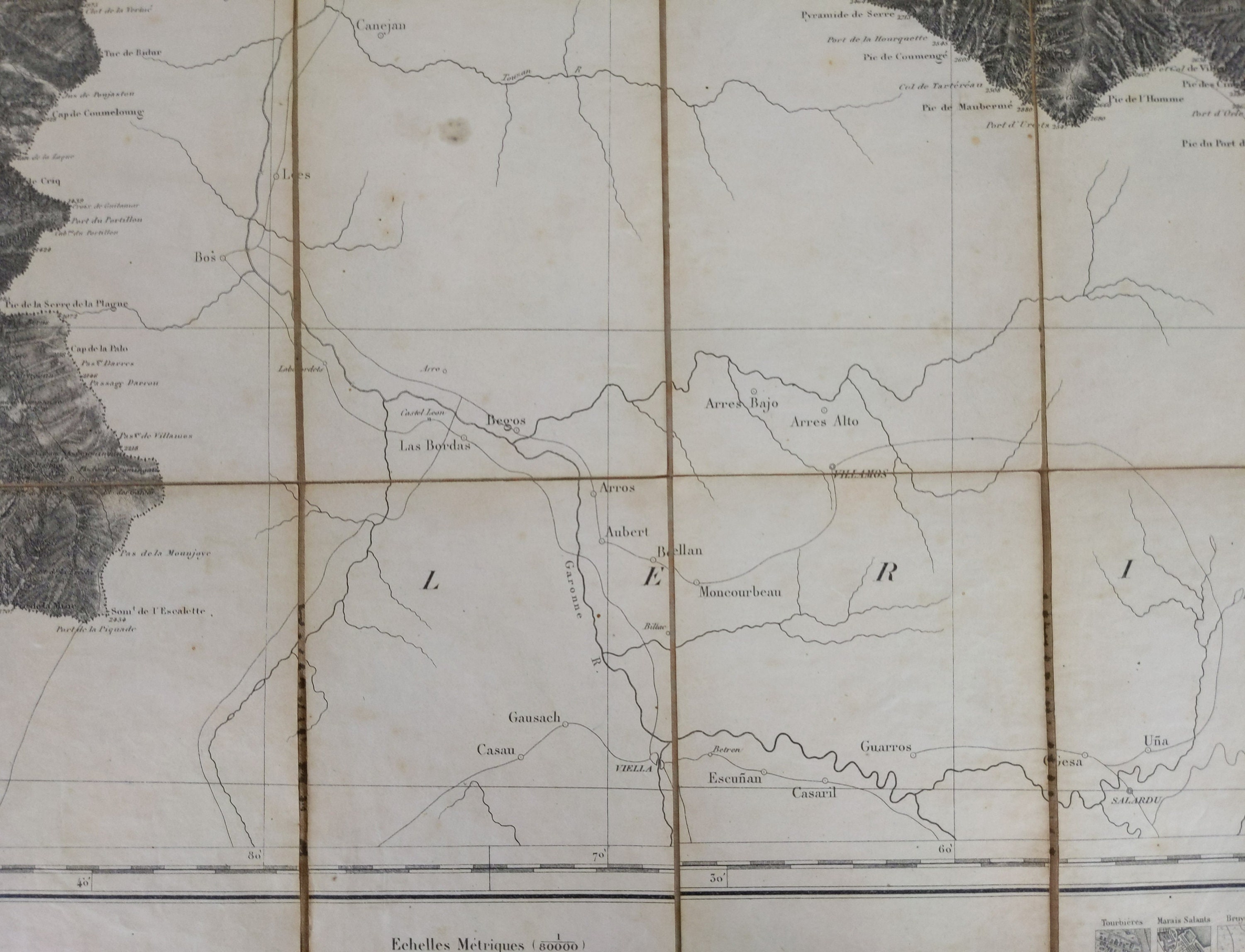 Antique French Map of Bagneres De Luchon and Countryside in France ...