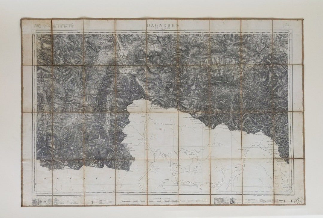 Antique French Map of Bagneres De Luchon and Countryside in France ...