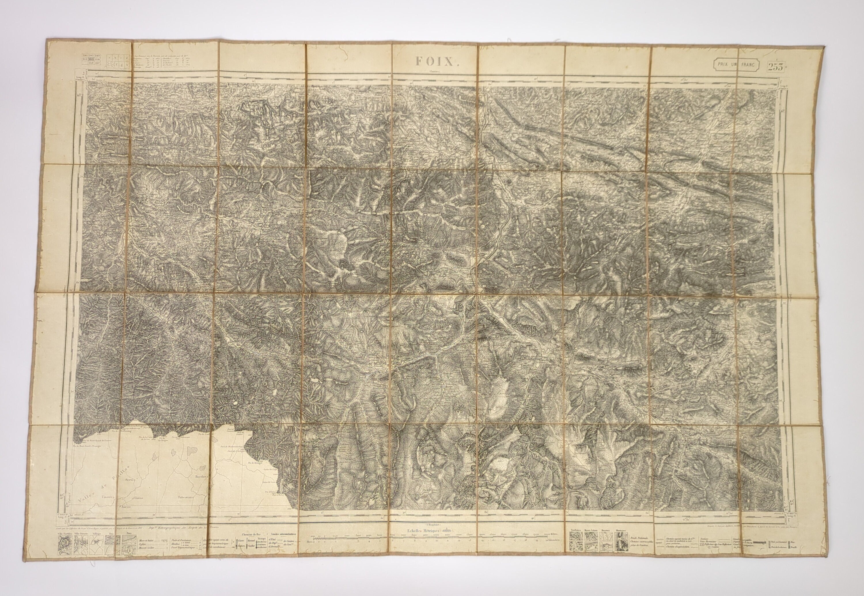 Antique French Map of Foix and Countryside in France, 1800s Lemercier ...