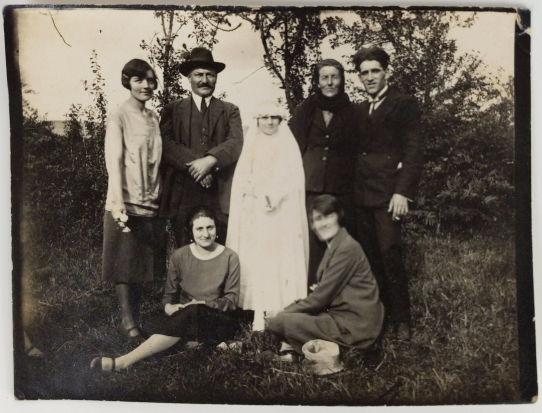 Antique Holy Communion Family Photo With Strange Blurry Face Vintage ...