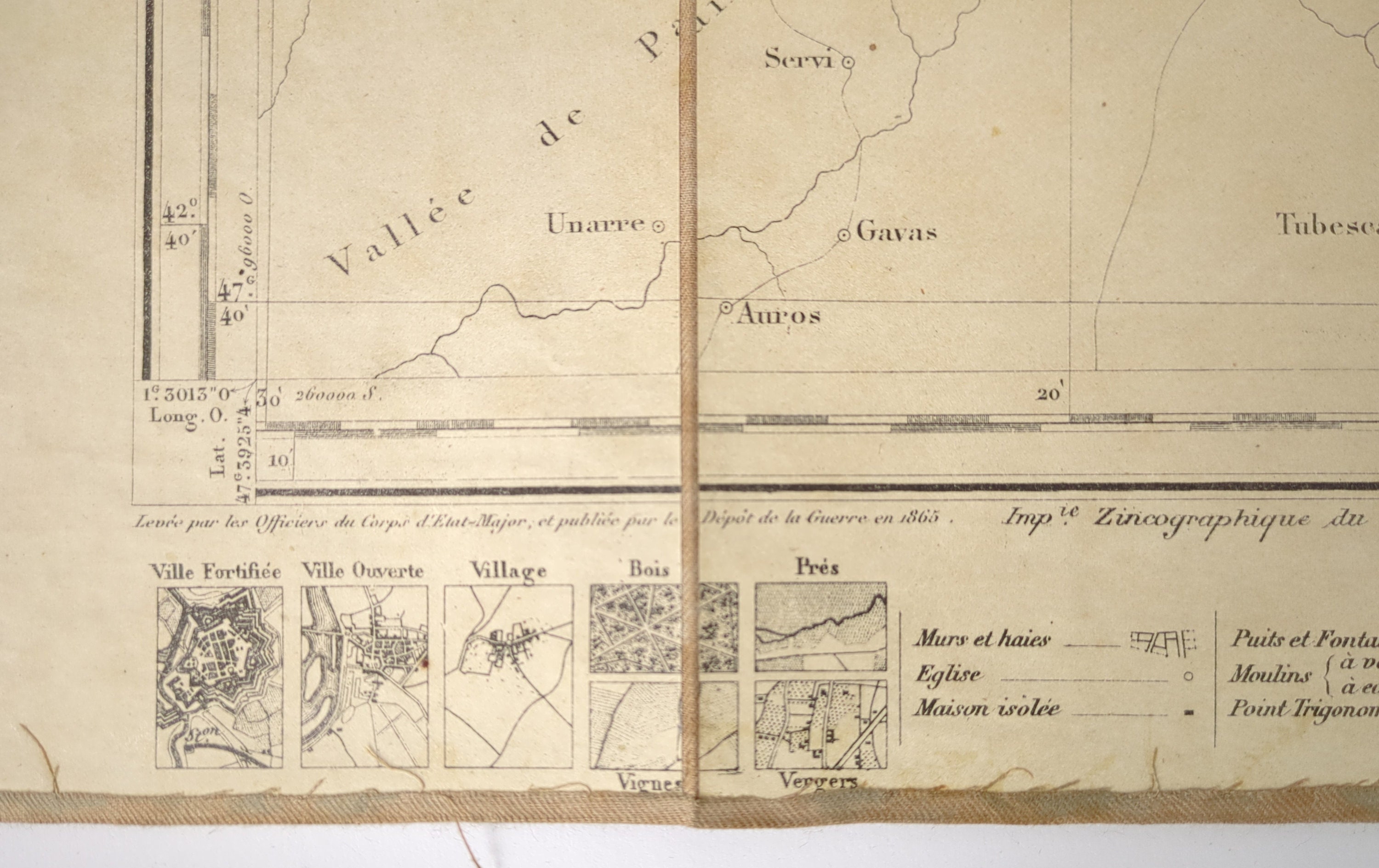 Antique French Map of Foix and Countryside in France, 1800s Lemercier ...