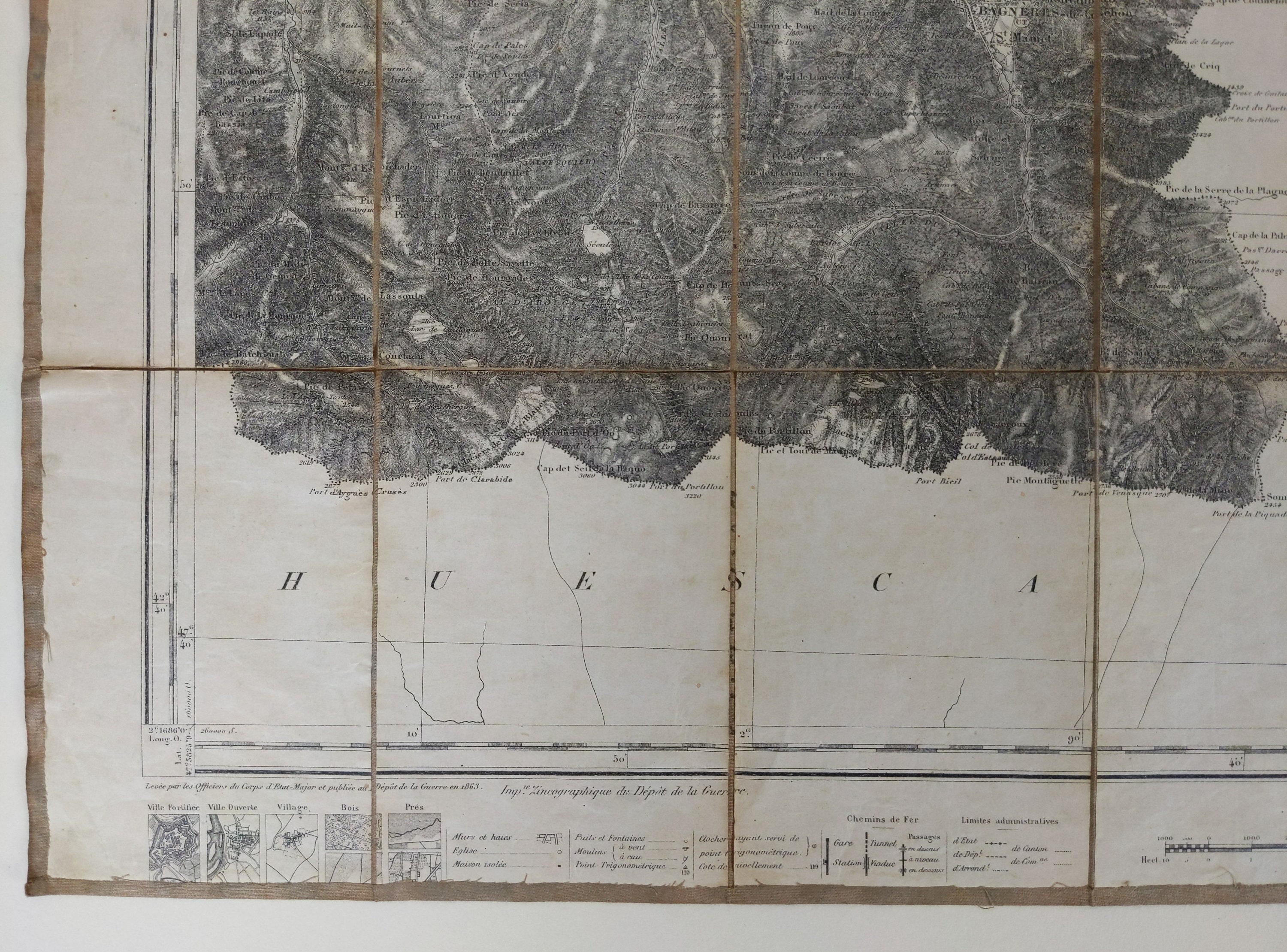 Antique French Map of Bagneres De Luchon and Countryside in France ...