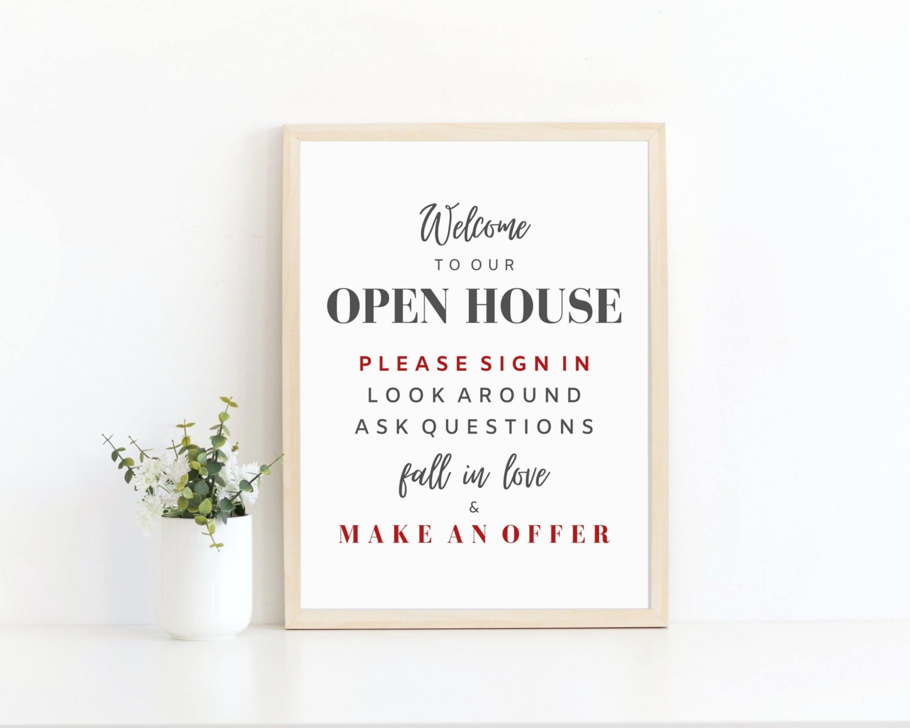 Real Estate Open House Sign, Open House Welcome Printable, Real Estate ...