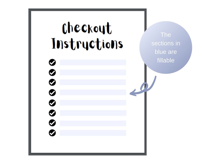 Fillable and Editable Airbnb Printables, Checkout Instructions, Airbnb ...
