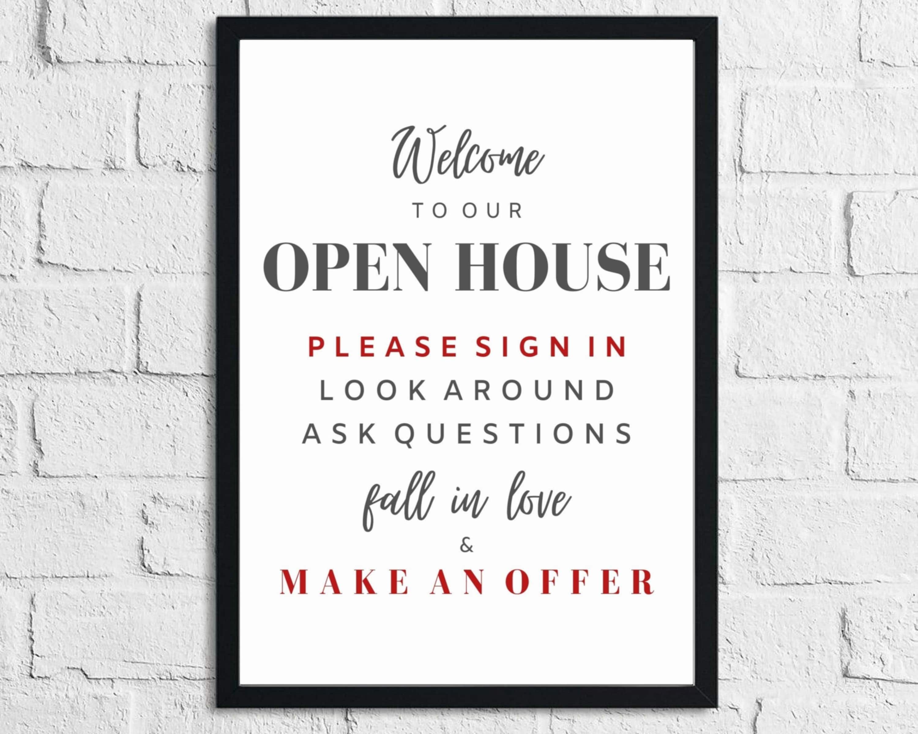 Real Estate Open House Sign, Open House Welcome Printable, Real Estate ...