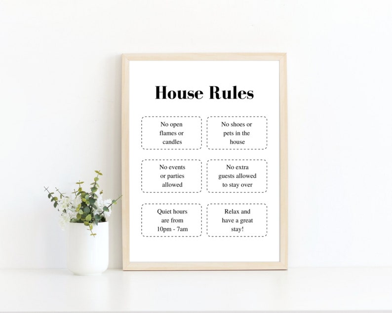 Fillable Airbnb House Rules Sign, House Rules Printable Template ...