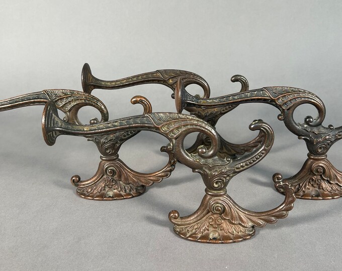 True Antique Cast Iron VICTORIAN HOOKS Set of Four ORNATE C.1900 - Etsy