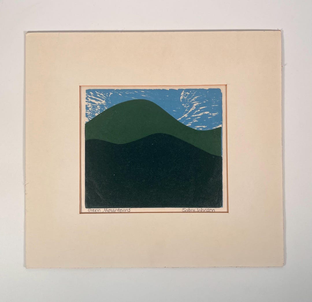 Wonderful SABRA FIELD Johnson WOODCUT Great Mountains - Color Landscape ...
