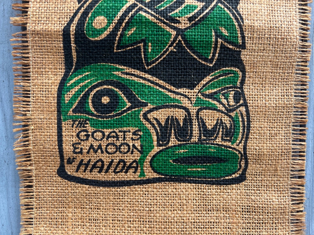Vintage 1950s CANADIAN INDIAN Haida Moon Goats Indigenous SILKSCREEN ...