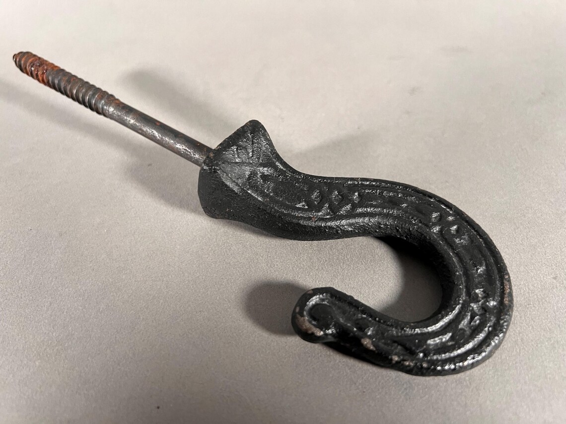 Fancy Antique 1880s Eastlake CAST IRON HOOK Ceiling or Wall Hanger ...