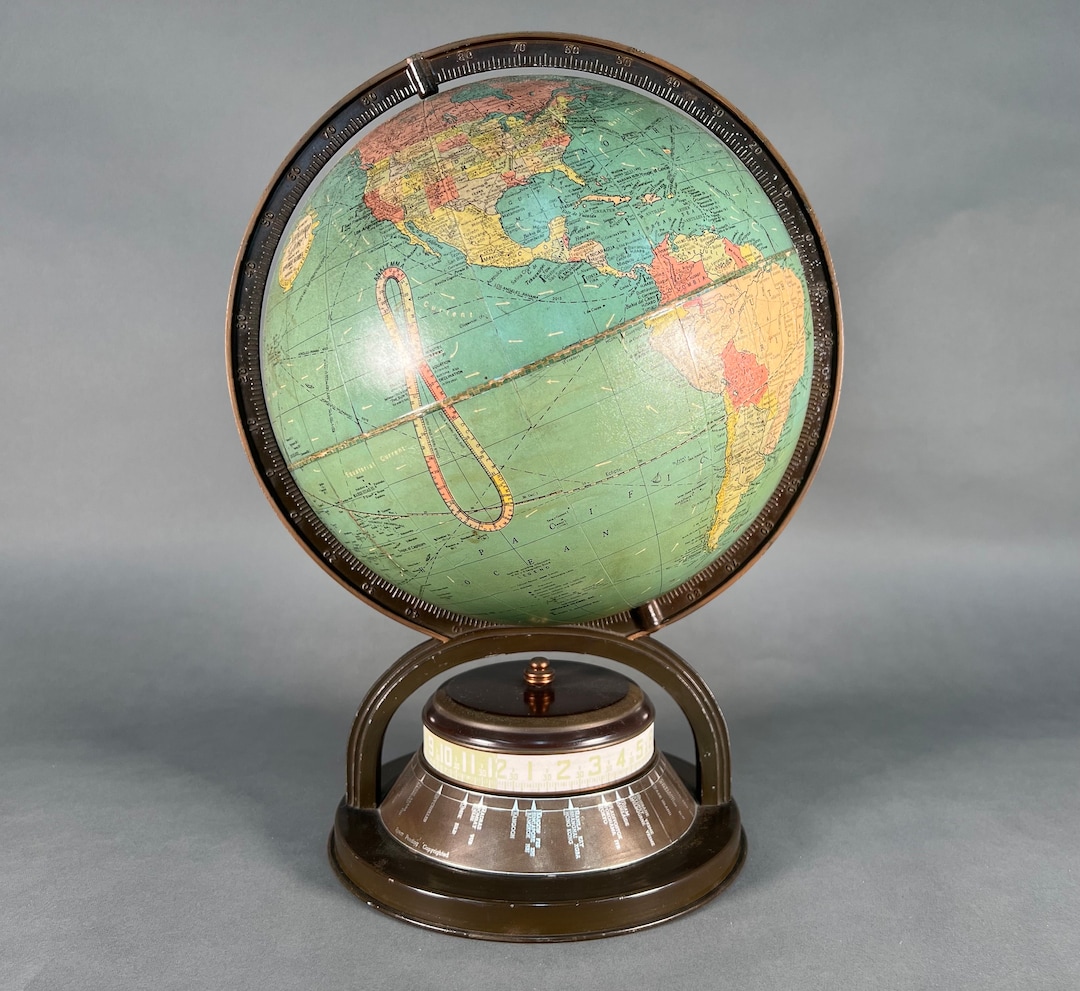 Vintage 1945 REPLOGLE World Time GLOBE CLOCK - Working - Globes - Art ...