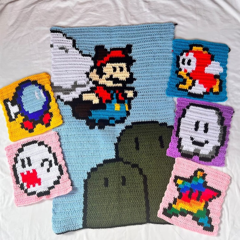 CROCHET PATTERN! 8 Bit Mario Blanket - Etsy