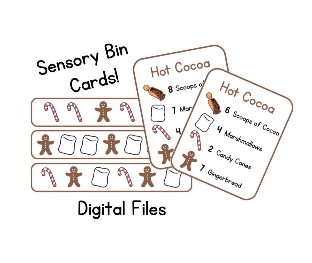 Winter Hot Cocoa Sensory Bin Recipe and Patterning Cards (digital ...