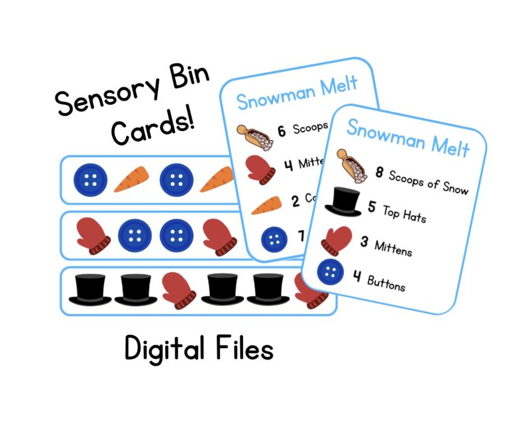 Winter Snowman Melt Sensory Bin Recipe and Patterning Cards (digital ...