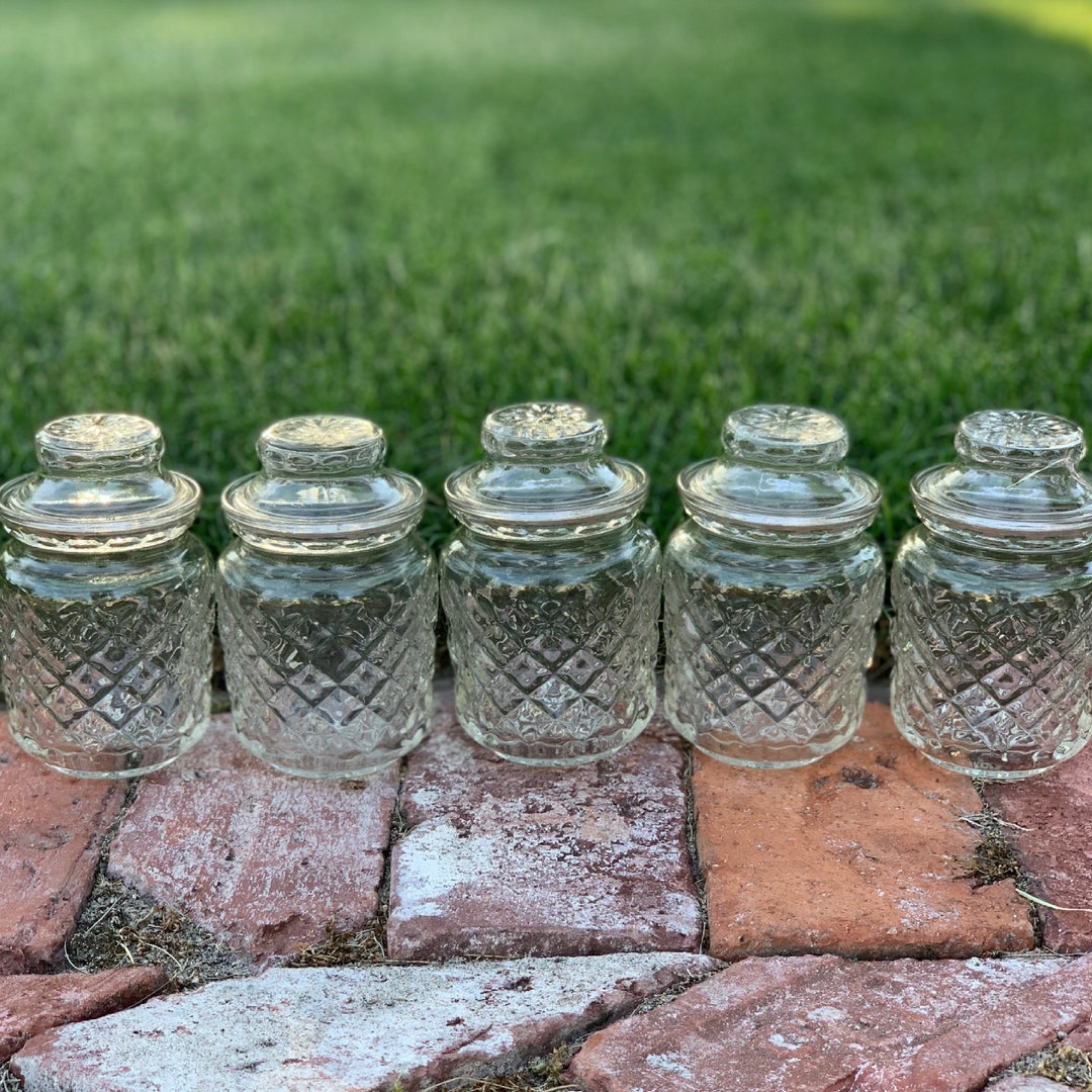 Set of 5 Vintage Glass Jars With Covers. - Etsy